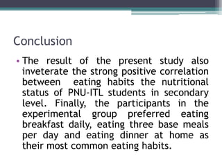 Correlation between Eating Habits and Nutritional Status | PPT