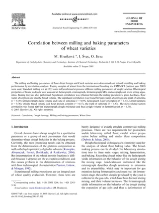 Correlation between milling and baking parameters | PDF