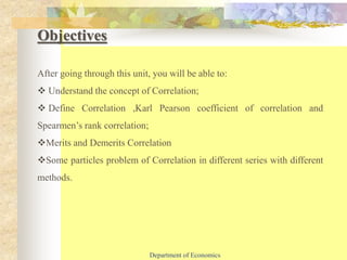 Simple Correlation : Karl Pearson’s Correlation co- efficient and ...