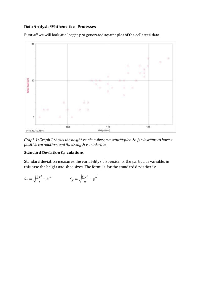 Correlation of height and shoe size | DOCX | Physics | Science
