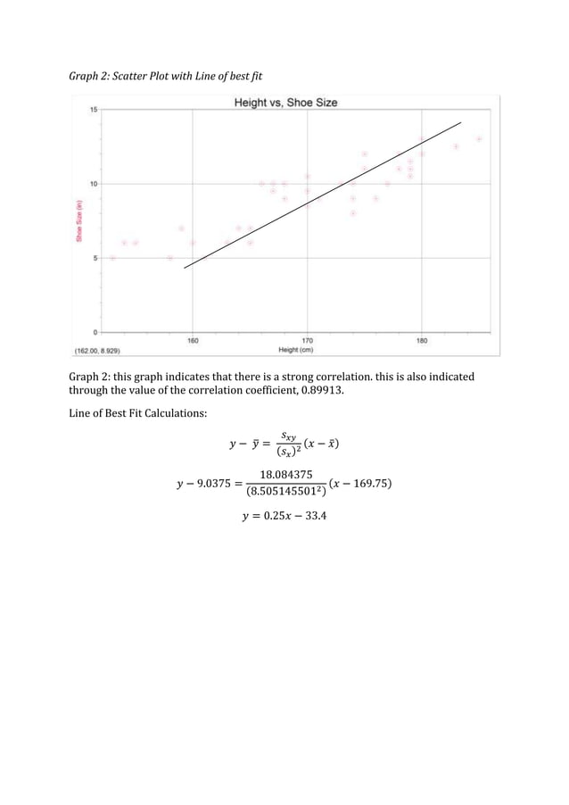 Correlation of height and shoe size | DOCX | Physics | Science