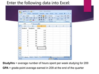 Correlations and Scatterplots MS Excel Lesson 2 Grade 8.ppt