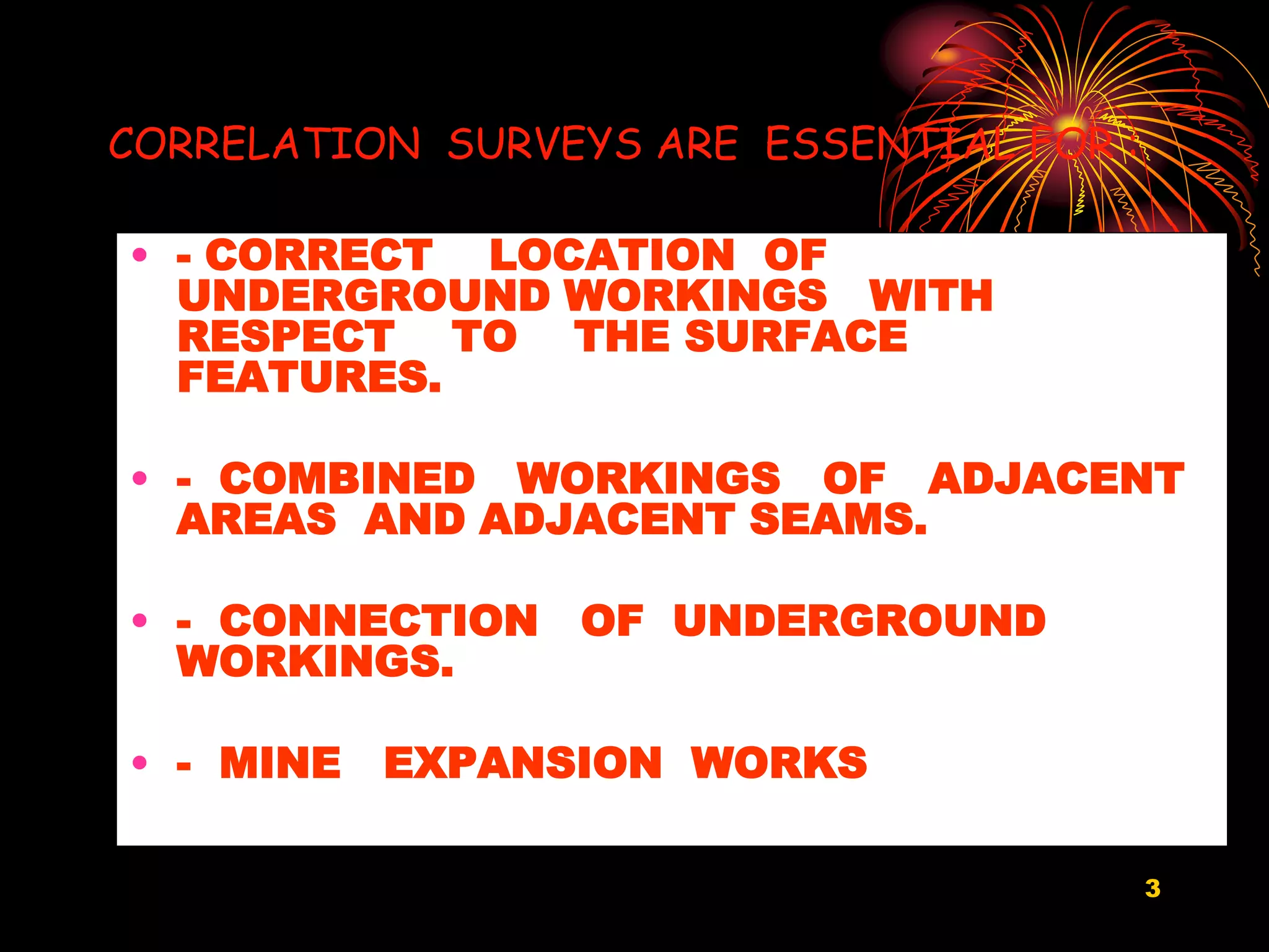 Correlation survey and depth measurement in underground metal mines | PPT