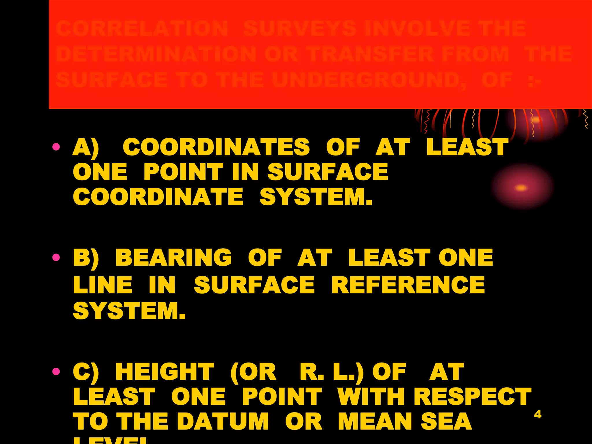 Correlation survey and depth measurement in underground metal mines | PPT