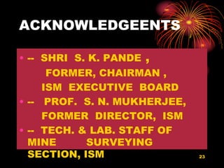 Correlation survey and depth measurement in underground metal mines | PPT