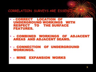 Correlation survey and depth measurement in underground metal mines | PPT