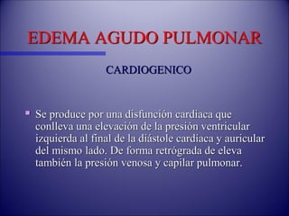 Edema agudo de pulmón. fisiopatología, clínica, diagnóstico, | PDF