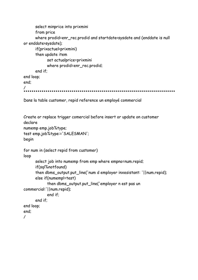 Corrig Projet P L S Q L | PDF