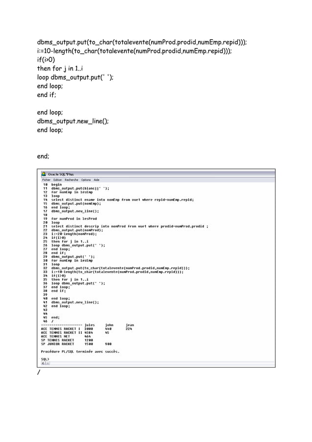 Corrig Projet P L S Q L | PDF