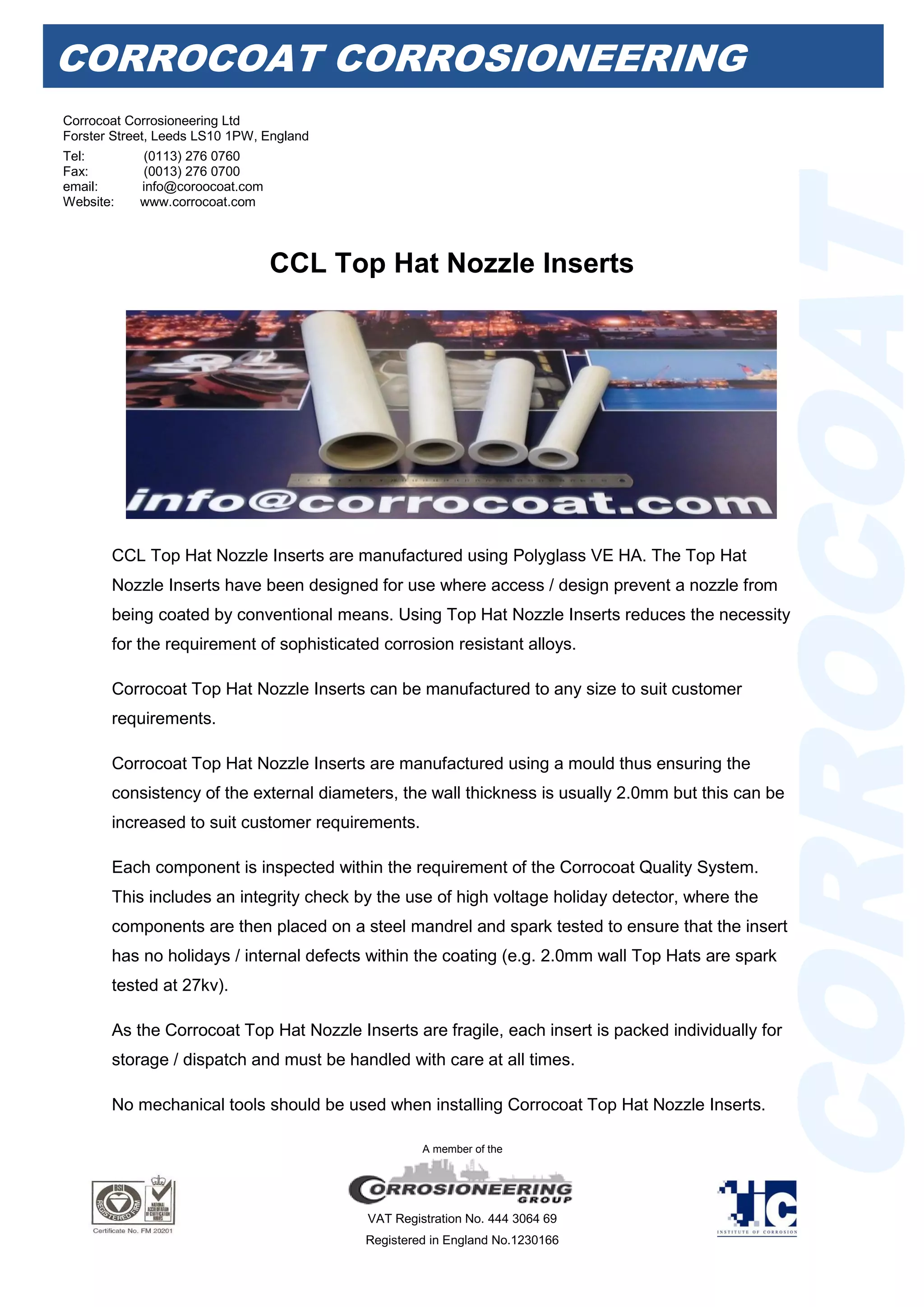 Corrocoat Composite Nozzle Insert | PDF