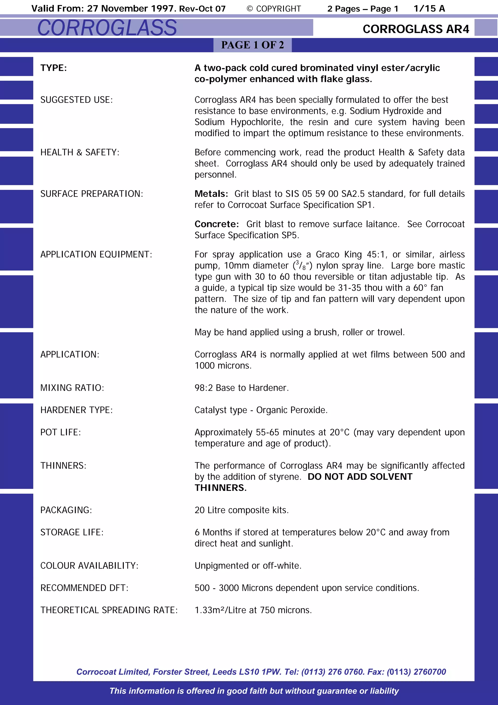 Corroglass AR4 | PDF