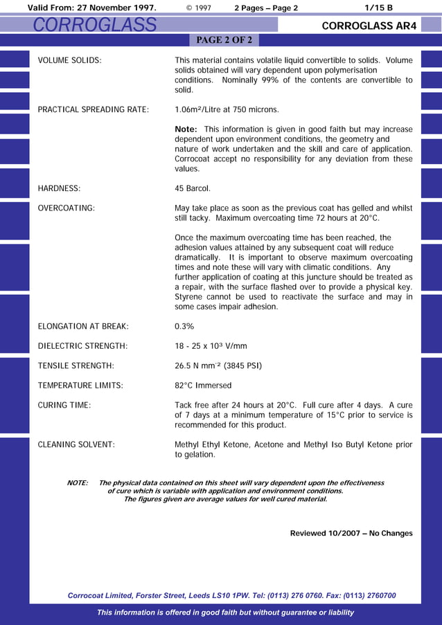 Corroglass AR4 | PDF