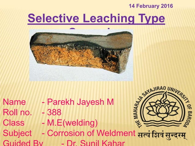 selective leaching type corrosion | PPT