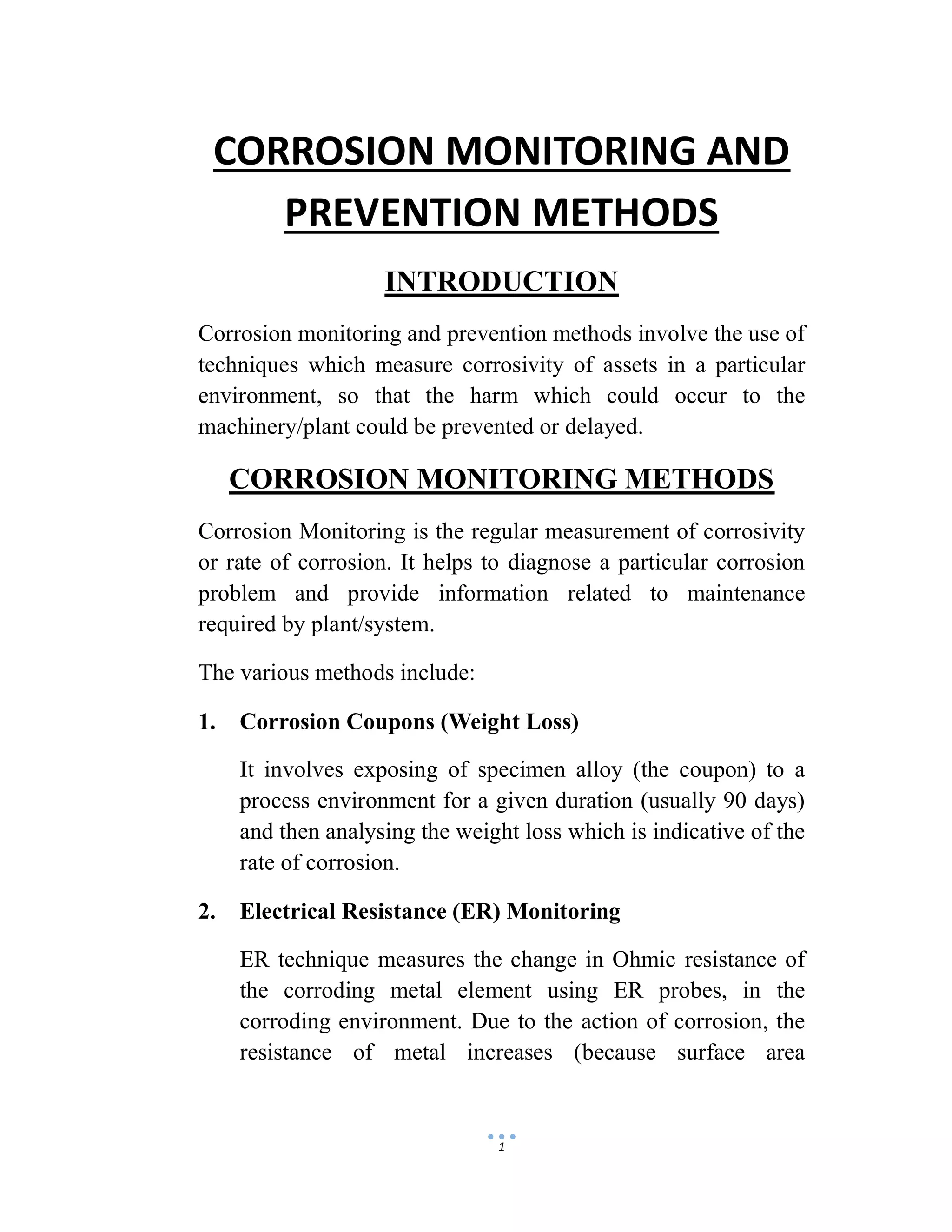 Corrosion Monitoring and Prevention methods | PDF