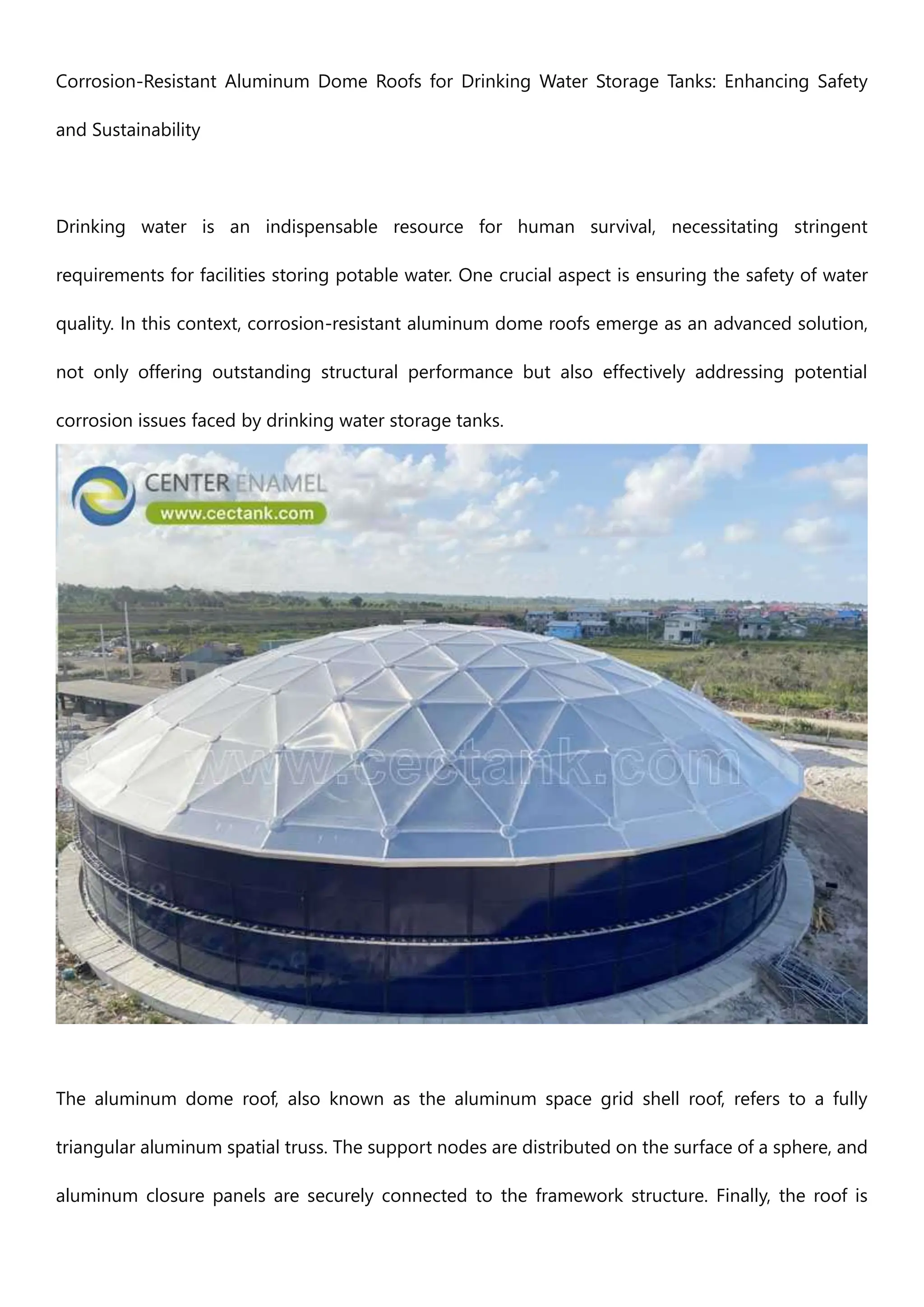 Corrosion-Resistant Aluminum Dome Roofs for Drinking Water Storage ...