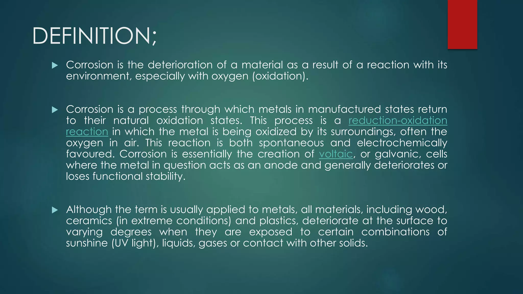 Corrosion and degradation of materials | PPTX