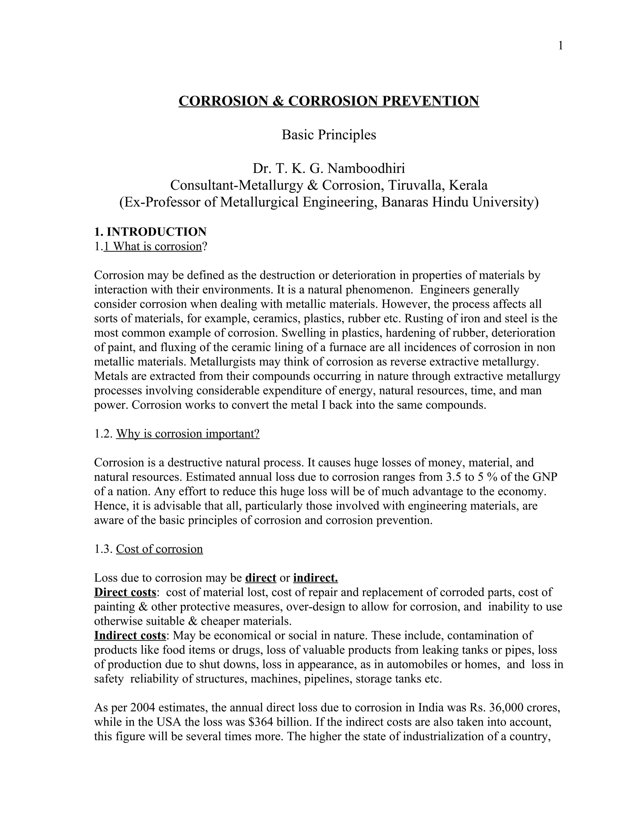 Corrosion and prevention basic principles-write-up | DOC