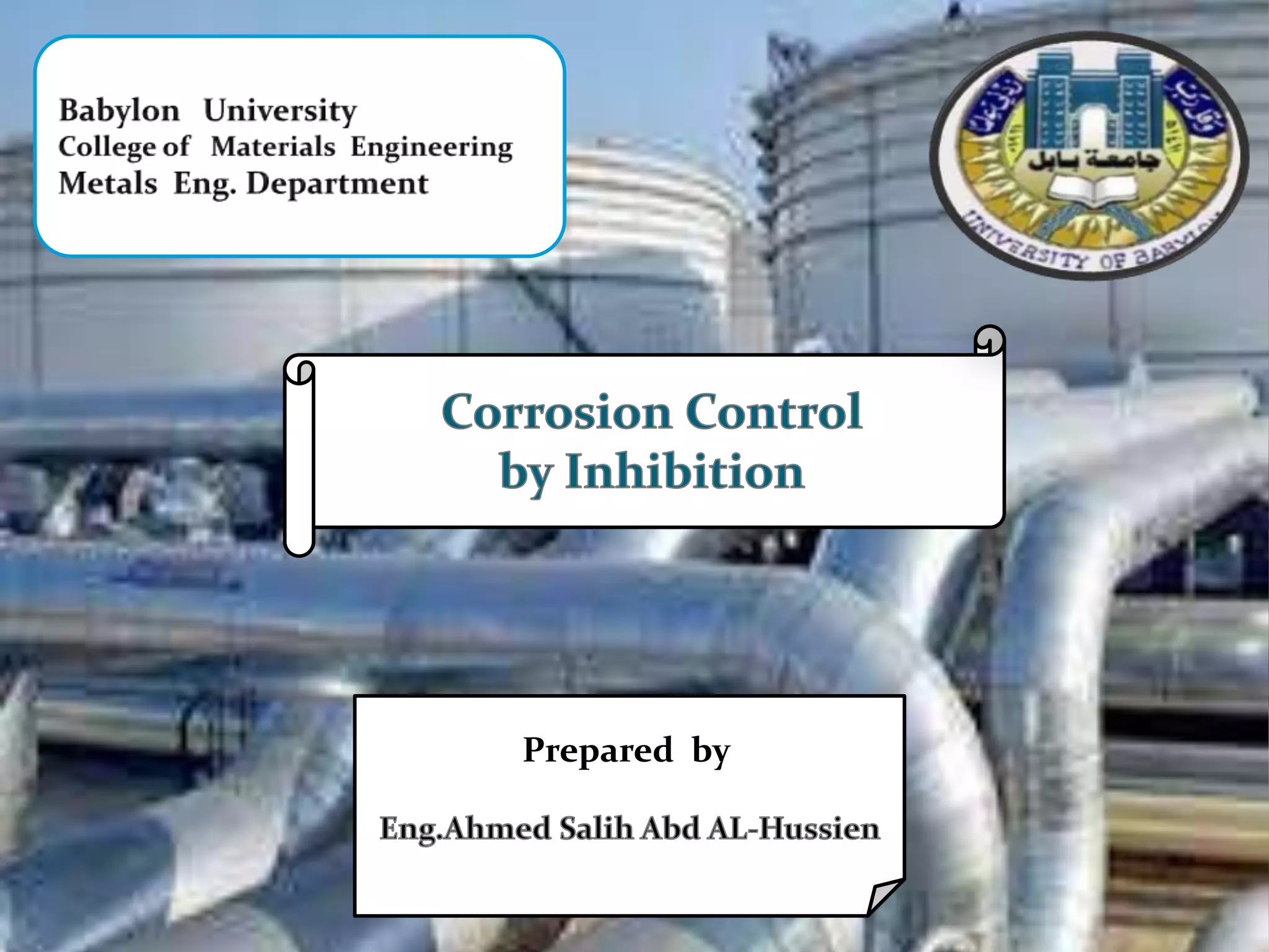 Corrosion control by inhibitor | PPTX