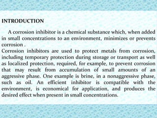 Corrosion control by inhibitor | PPTX