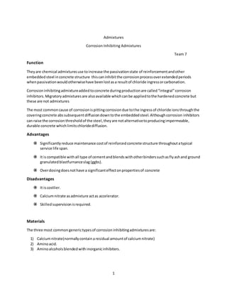 Corrosion inhibitng admixture | DOCX | Chemistry | Science