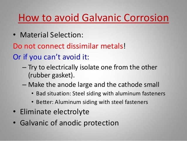 how to prevent galvanic corrosion between aluminum and steel