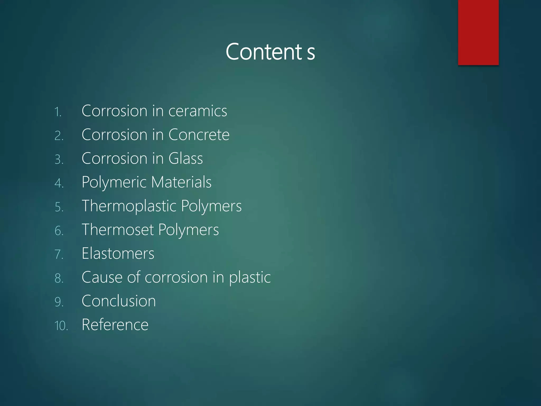 Corrosion in Non Metals | PPTX