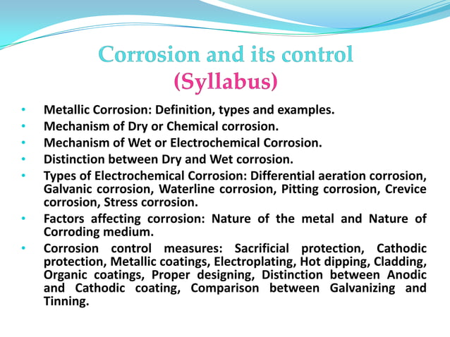 Corrosion & its control measures | PDF | Chemistry | Science