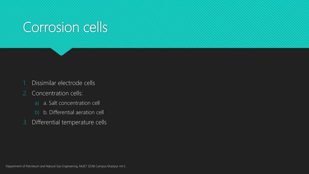 Corrosion mechanisms & causes of corrosion cells | PPTX | Chemistry ...