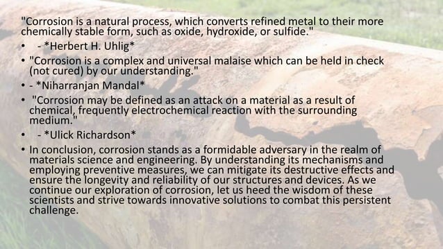Introduction to Corrosion & the types.pptx | Chemistry | Science