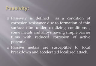 Potentiostatic polarization curve of active-passive metal (Fe) & Flade potential of Fe. | PPTX