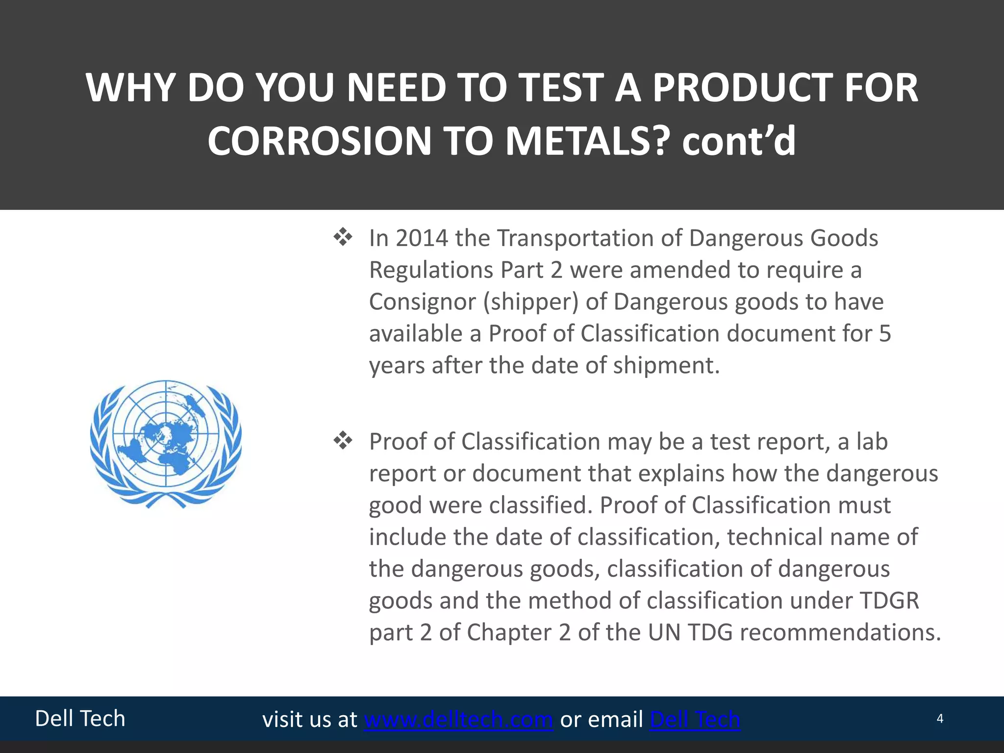 UN TDG Corrosion to Metals | PPTX