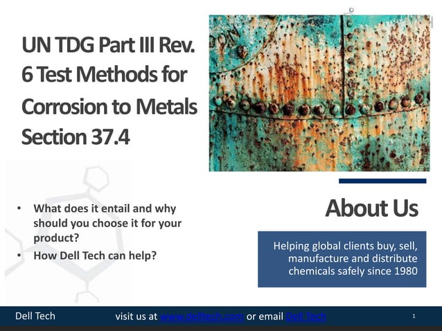 UN TDG Corrosion to Metals | PPTX