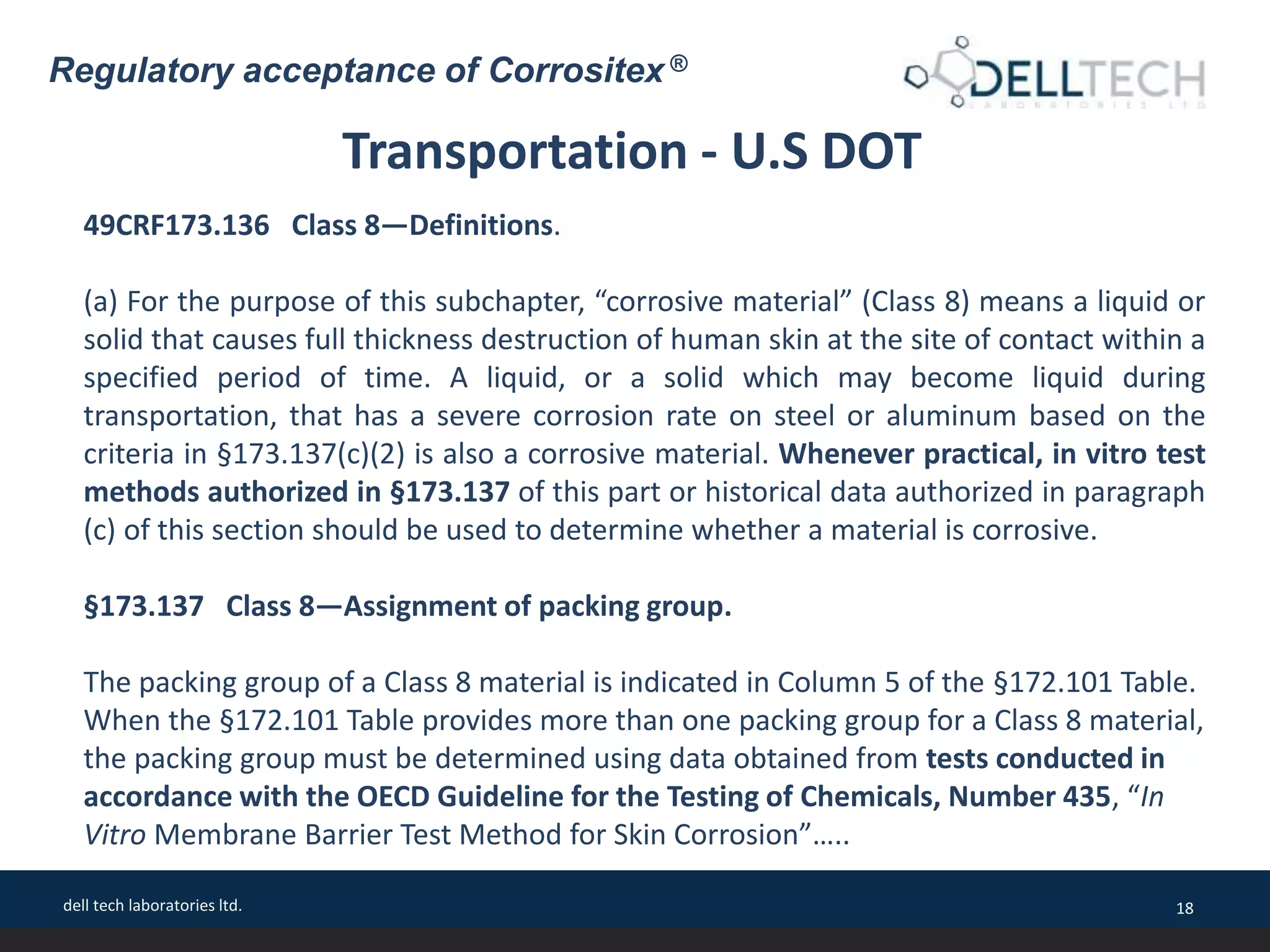 Corrositex®/OECD 435 Demonstration - Dermal Corrosion Testing | PPTX