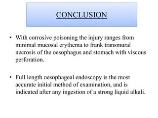 Corrosive poisoning by Dr.Ashwin Menon | PPT