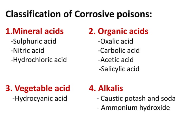 Corrosive poisons | PPTX | Digestive Disorders | Diseases and Conditions