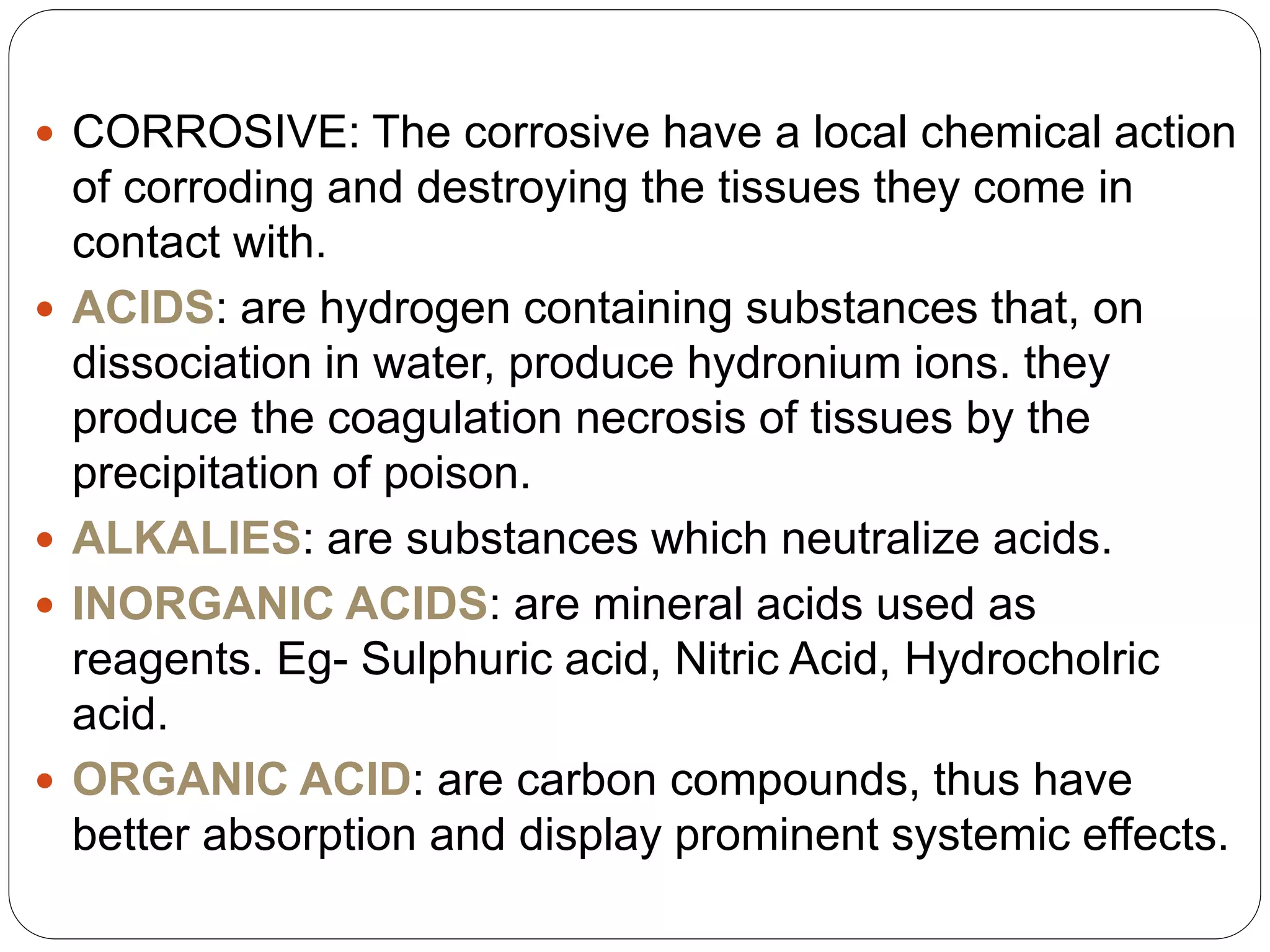 Corrosive poisons | PPTX