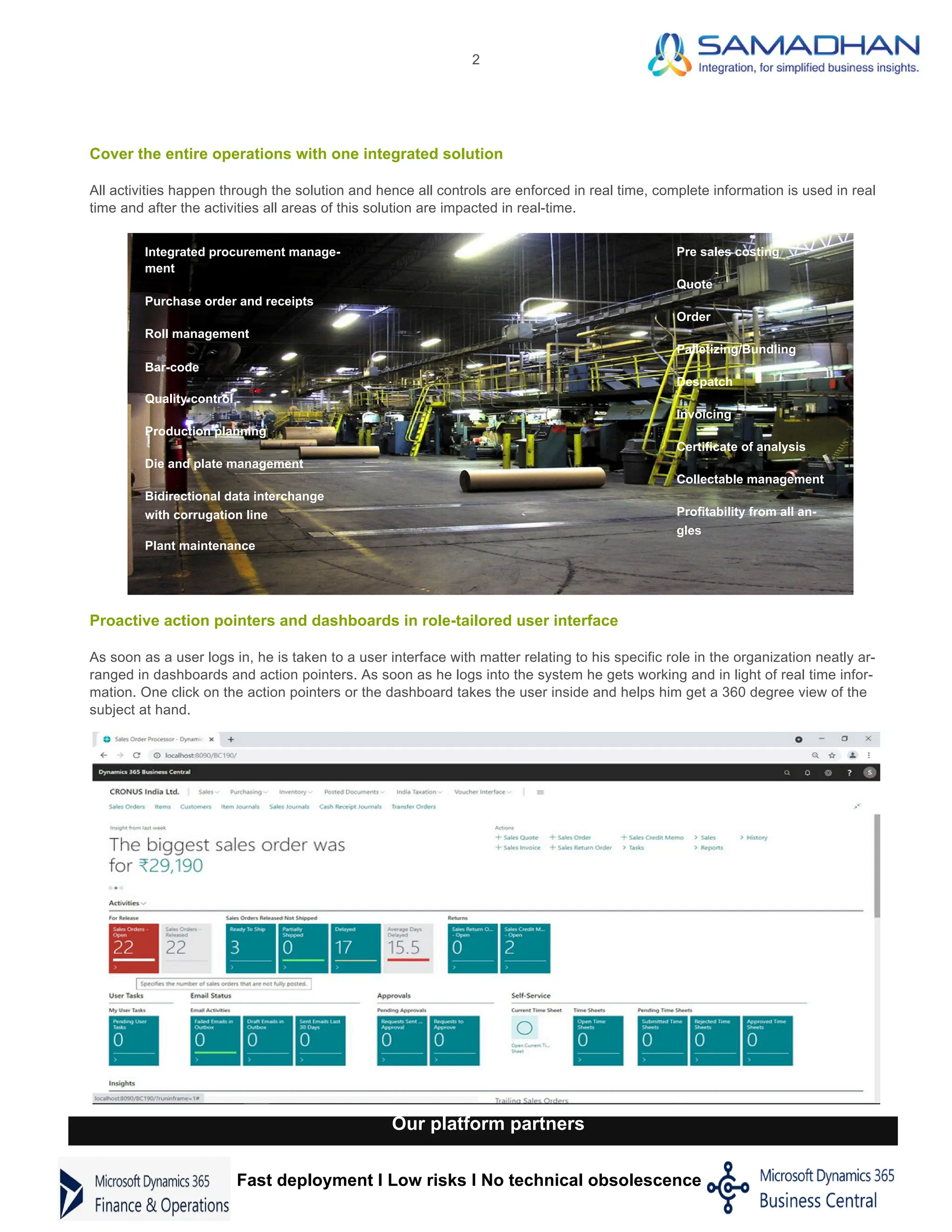 Corrugated Samadhan ERP built on Microsoft Dynamics 365 Business ...