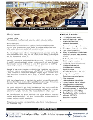 Corrugated Samadhan ERP built on Microsoft Dynamics 365 Business ...
