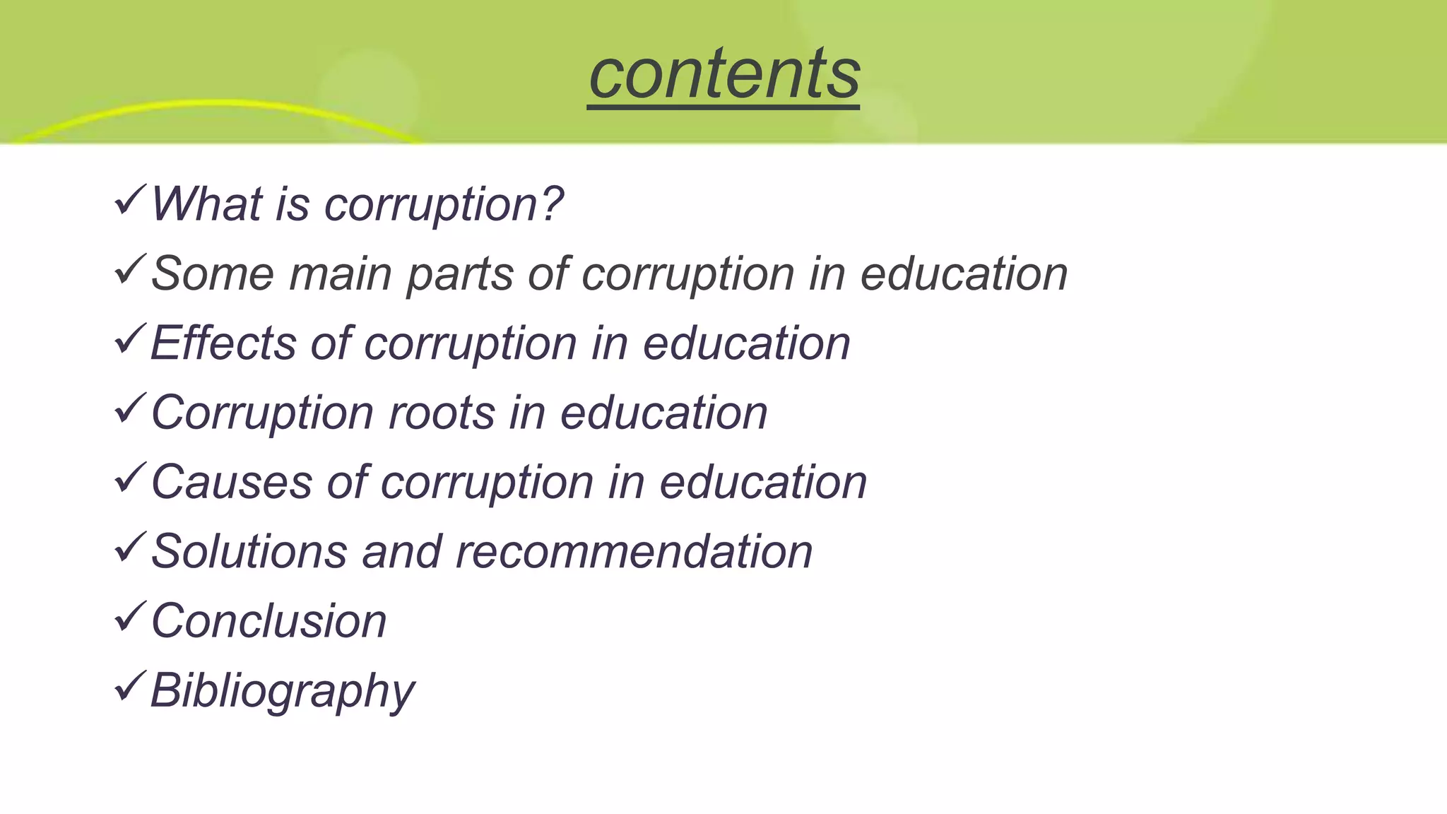 Corruption in education | PPTX