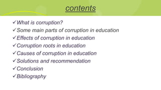 Corruption in education | PPTX