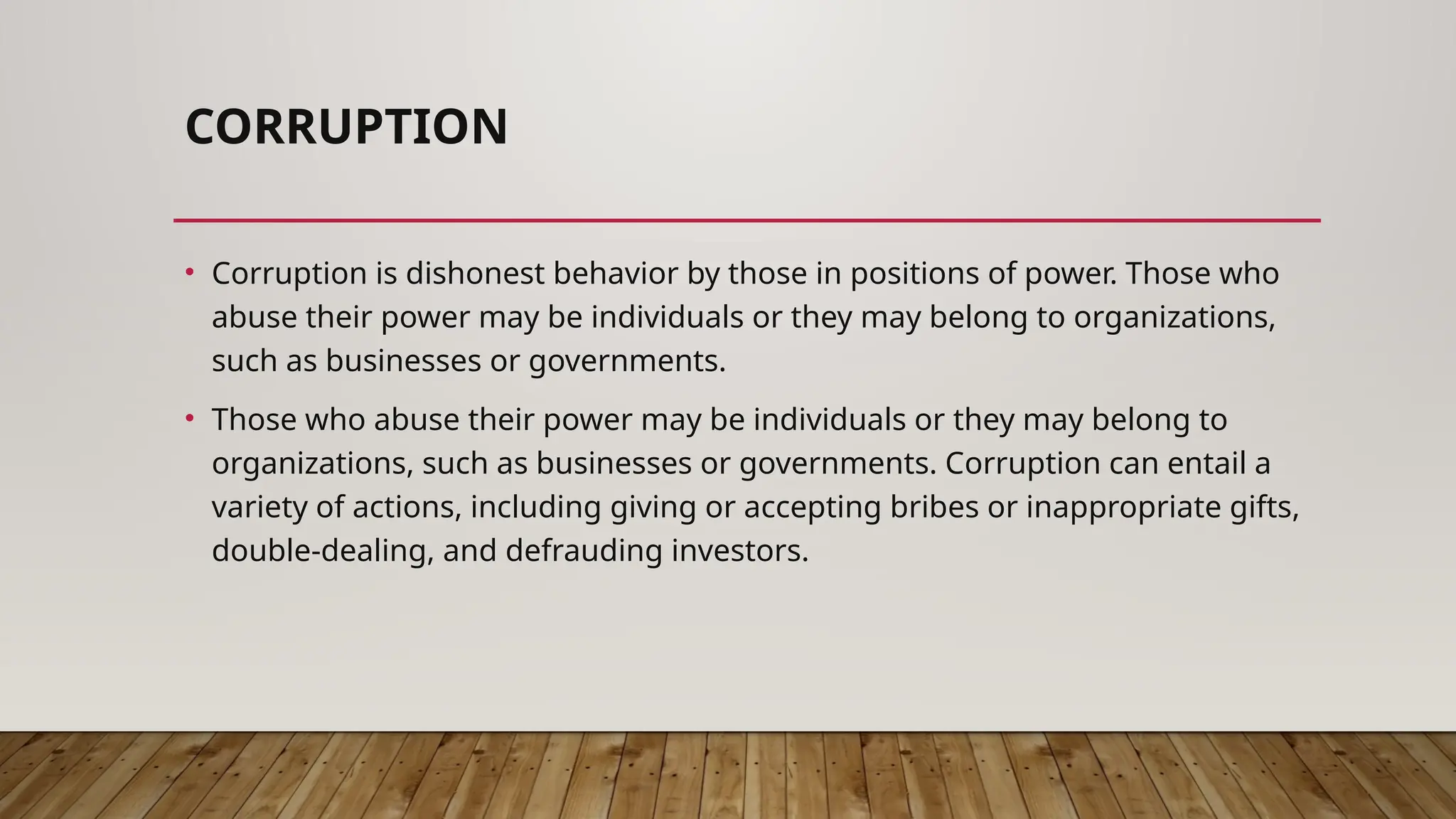 CORRUPTION business ethics power point pp | PPT