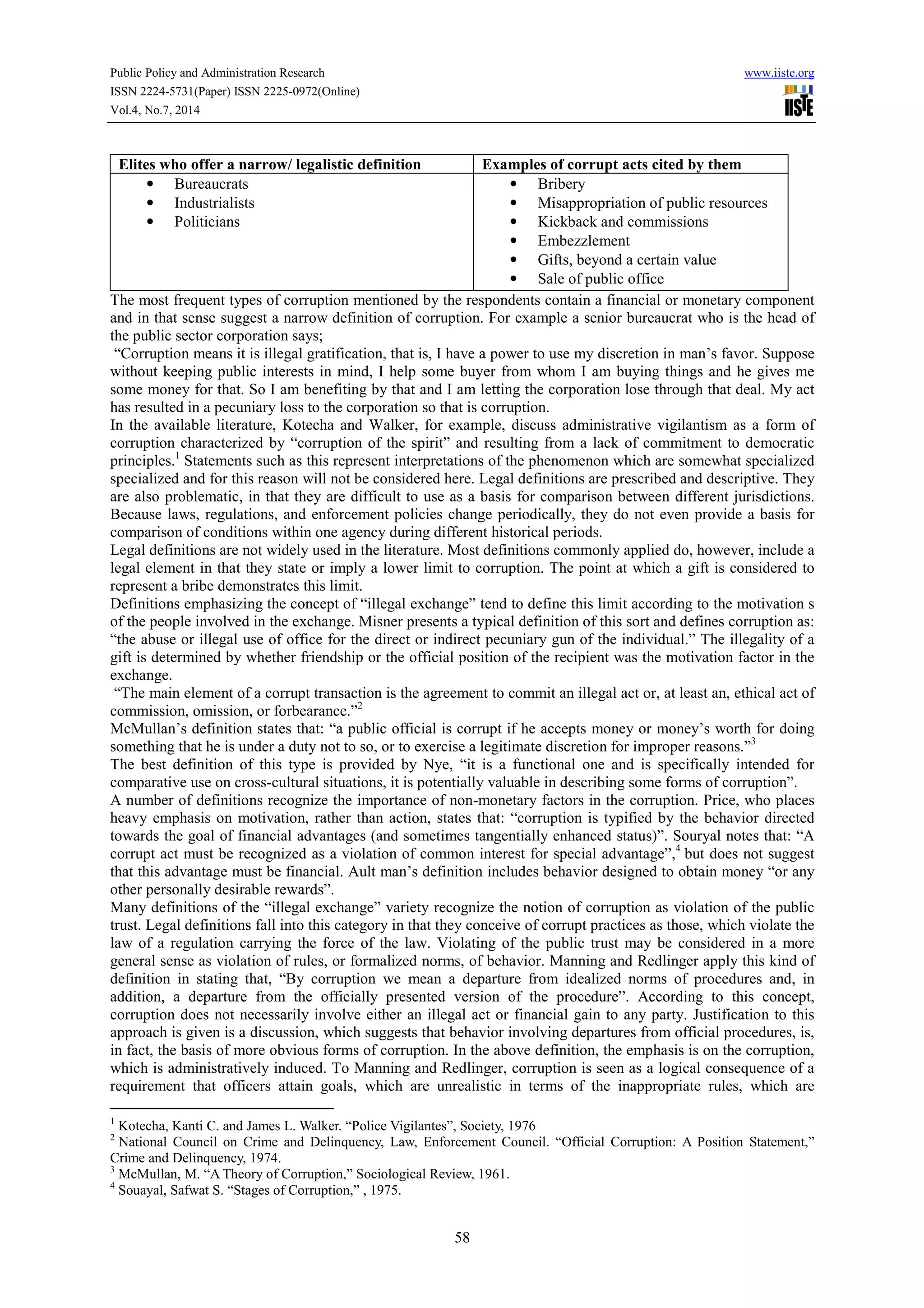 Corruption its definitions and typologies | PDF