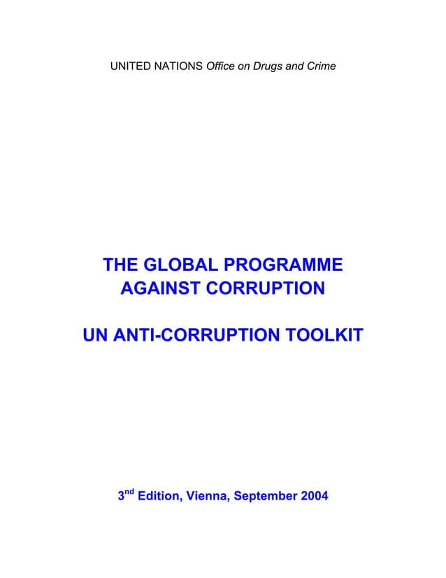 Corruption Un Anti Corruption Toolkit Sep04 | PPT