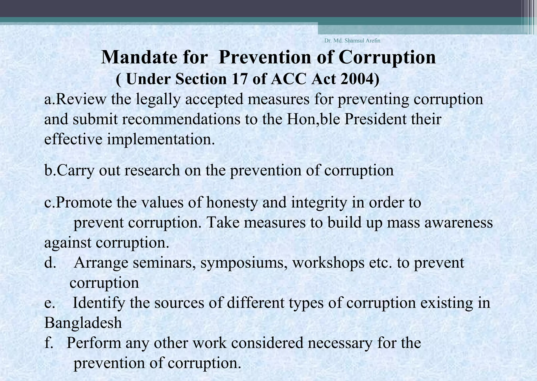 Corruption and its dimension ways of preventing it biam on 03 10-2017 | PPT