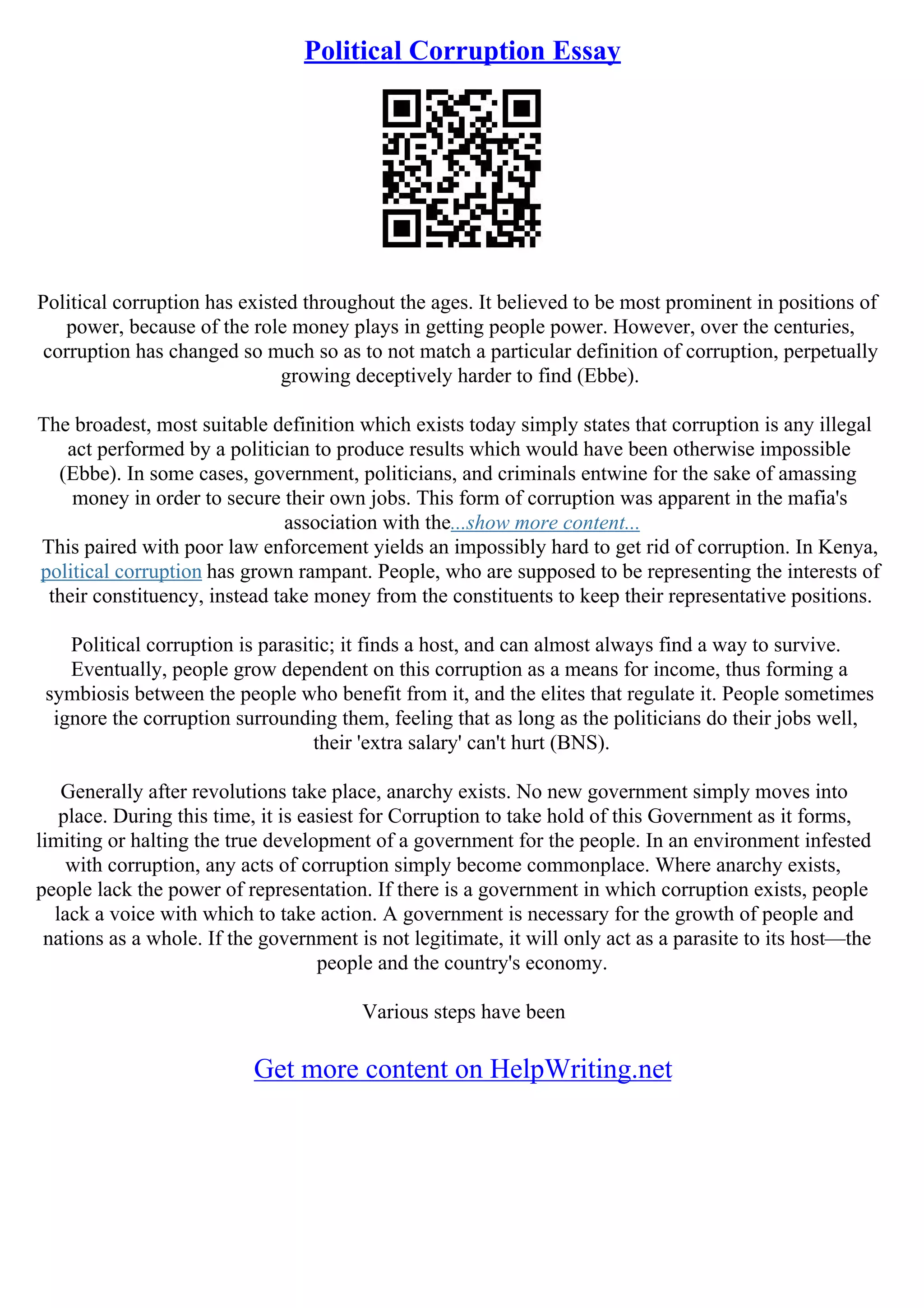 Corruption Essay | PDF