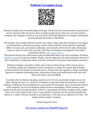 Corruption Essay | PDF