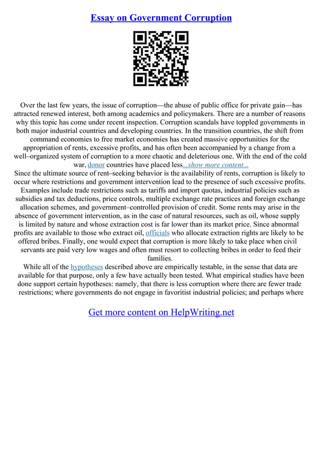 Corruption Essay | PDF