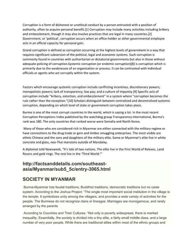 CORRUPTION HISTORY OF MYANMAR INFO COLLECTION | PDF