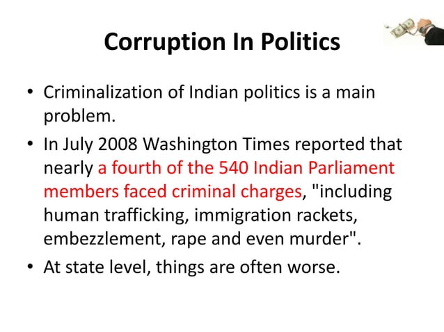 Corruption in economy with examples | PPT