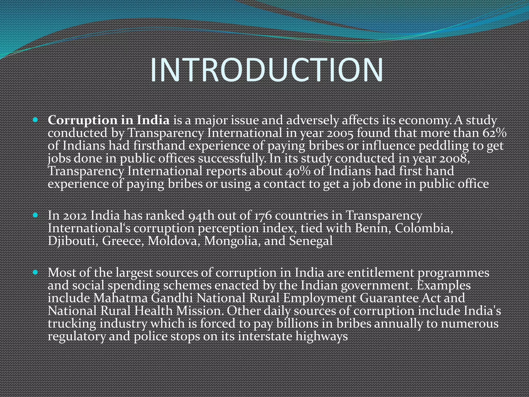 Corruption in India, public and private affairs | PPTX